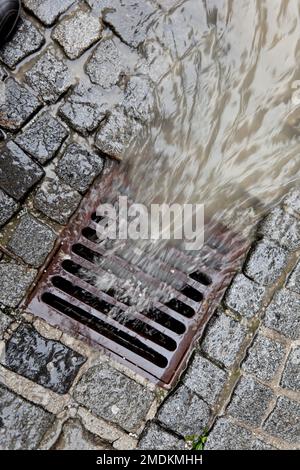 rain flowing off into a gully, Austria Stock Photo - Alamy