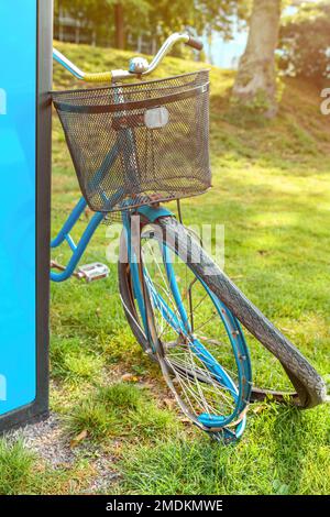 Abandoned old and damaged bicycle in swedish town of Halmstad ...