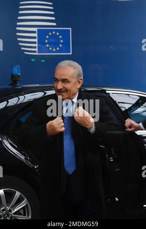 Palestinian Prime Minister and Foreign Minister Mohammad Mustafa meets ...