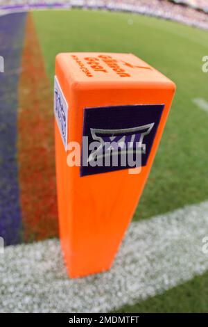 The Big 12 Conference logo is seen on the jersey of TCU cornerback C.J ...