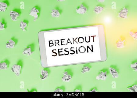 Text showing inspiration Breakout Session. Word Written on workshop ...