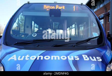 A Mellor Orion E bus, the UK's first all-electric autonomous passenger ...