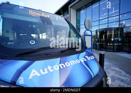 A Mellor Orion E bus, the UK's first all-electric autonomous passenger ...