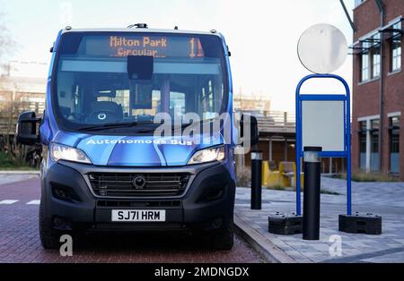 A Mellor Orion E bus, the UK's first all-electric autonomous passenger ...