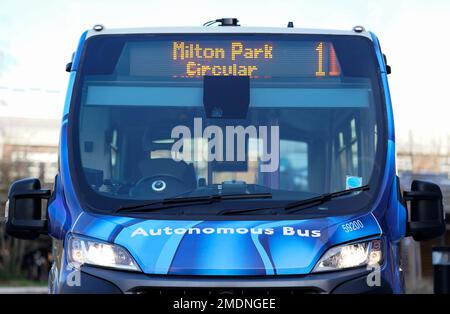A Mellor Orion E bus, the UK's first all-electric autonomous passenger ...