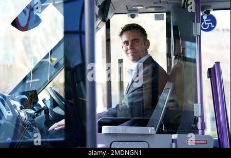 Jim Hutchinson, CEO of Fusion Processing, acts as safety driver as the ...