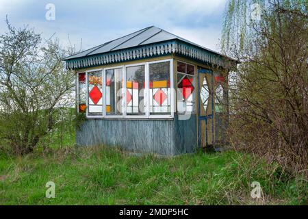 Beautiful alcove, wooden arbor, pavilion, bower, summer house, garden ...