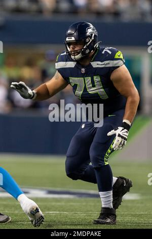 Seattle Seahawks offensive lineman Jake Curhan is pictured during an ...