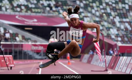 Beatriz Hatz of the United States competes in the women's T62 long jump ...