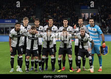 The starting line up of Parma Calcio seen during the Italian Serie A ...