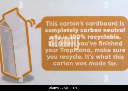 This carton's cardboard is completely carbon neutral and is 100% ...