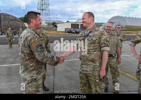 Royal Danish Air Force Lt. Col. John Pedersen, right, Team 7 Detachment ...