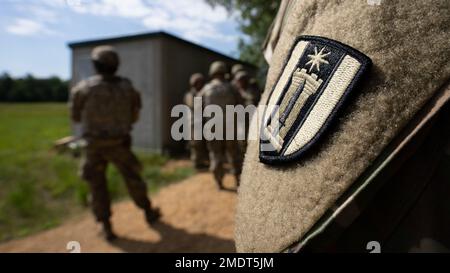 A Soldier assigned to the 483rd Area Clearance Platoon, creates a ...