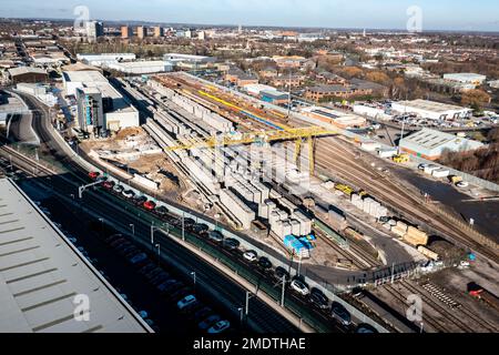 An aerial view of the Network Rail concrete sleeper factory in the Wood ...