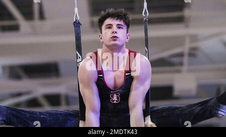 Stanford gymnast Taylor Burkhart during an NCAA gymnastics meet on ...