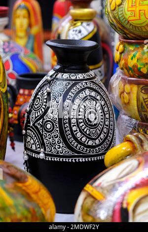 Pune, India, Handicraft items with selective focus, textile and ...