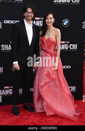 Emmanuel Straschnov and Fala Chen arrive at the premiere of "Shang-Chi and the Legend of the Ten ...