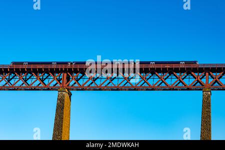 Scotrail local train crossing Victorian cantilever Forth Rail bridge on ...