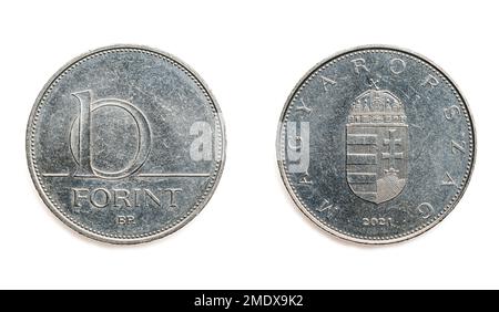 Front of a hungarian 10 Forint coin from 2021 Stock Photo - Alamy