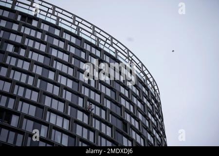Free-solo climber George King climbs the Stratosphere Tower building, a ...