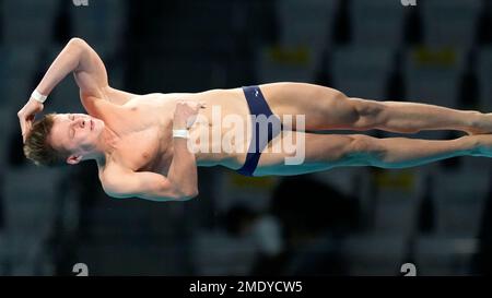 Oleksii Sereda of Ukraine competes in the men's 10m platform final at ...