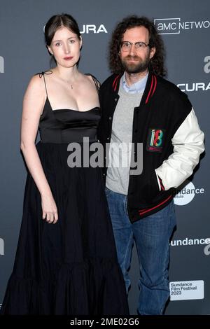 Kate Lyn Sheil and Kyle Mooney attend the premiere of "Jamojaya" at the ...
