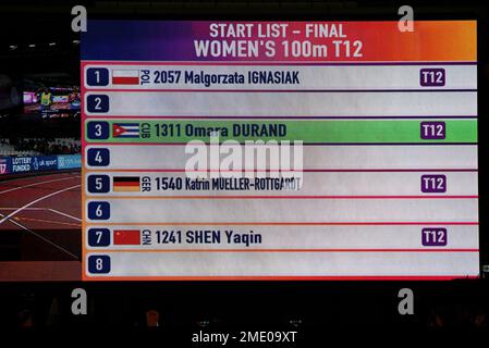 Start list for final of the visually impaired Women's 100m T11 category ...