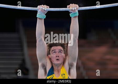 Tyson BULL of Australia in the Men's Horizontal Bar - Final at the 2022 ...