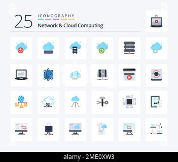 Network And Cloud Computing 25 Flat icon pack including disk. computer. device. share. cloud ...