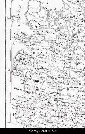 1814 map of Russia - Baltic States and their capitals across to St ...