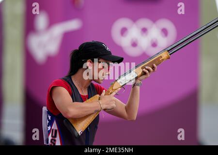 Kayle Browning, of the United States, competes in the women's trap at ...