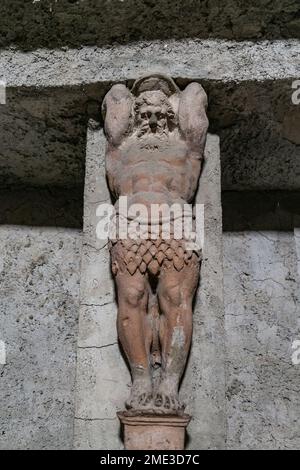 Stone decorative human sculptures excavated in the ancient Roman city ...