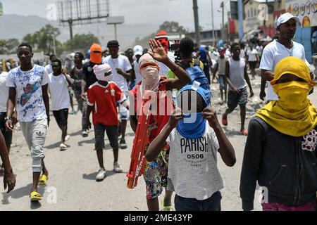Jimmy Cherizier, alias Barbecue, a former police officer who heads a ...