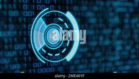 Image of blue circle with numbers over binary code Stock Photo - Alamy