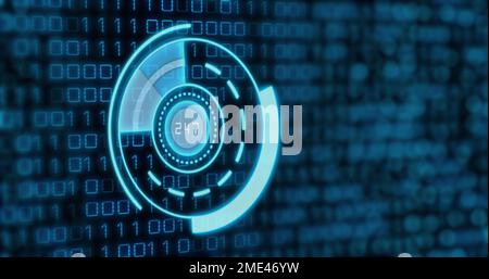 Image of blue circle with numbers over binary code Stock Photo - Alamy
