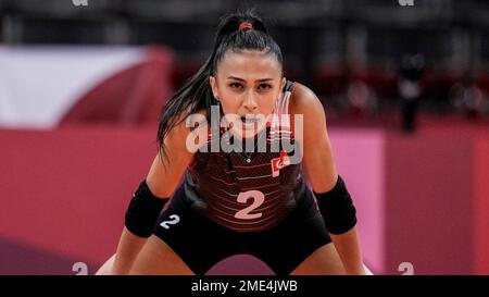 Turkey's Simge Sebnem Akoz during the women's volleyball quarterfinal ...