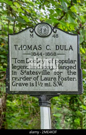 The Thomas C. Dula of the folksong Tom Dooley fame historical marker in ...