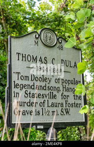 The Thomas C. Dula of the folksong Tom Dooley fame historical marker in ...