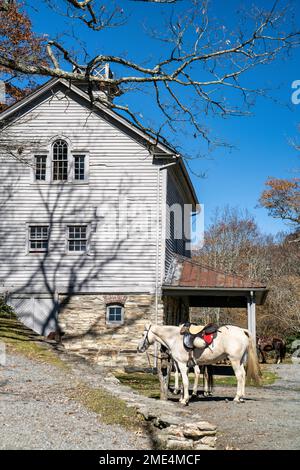 The historic Moses H. Cone Memorial Park and Craft Center and its stone ...