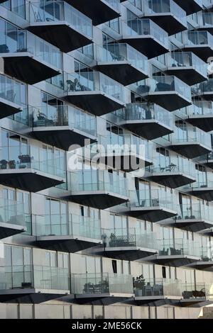 Netherlands, North Holland, Amsterdam, Balconies of modern apartment ...