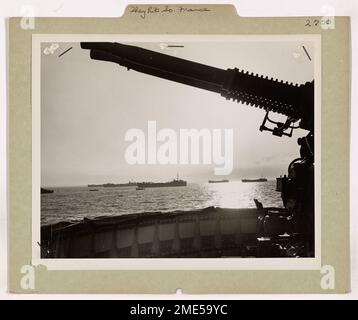 A Coast Guard combat cutter leads a convoy of Allied forces heading ...
