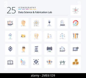 Data Science And Fabrication Lab 25 Line icon pack including future. ai. research. production ...