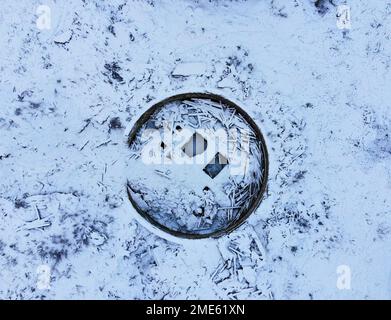 Abandoned Building Under Snow Aerial Footage Stock Photo - Alamy