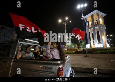18 July 2021, Nicaragua, Managua: A man waves a Sandinista National ...