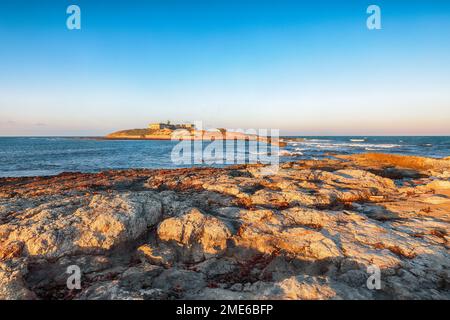 Dramatic evening scene of awesome spring seascape on the Passero cape ...