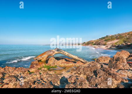 Fabulous view azure sea glowing by sunlight. Dramatic morning scene ...