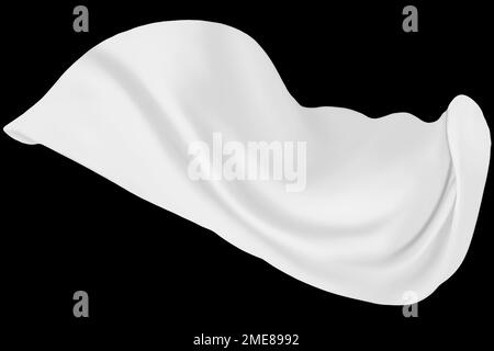 Fabric Cloth Flowing on Wind, Set of Flying Fluttering White Silk ...