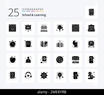 Learning Line 5 Icon Pack Including light bulb. bulb. book. school ...