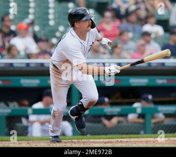 Detroit Tigers' Jake Rogers hits a two-run home run against the Seattle ...