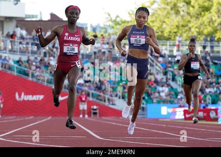 Tamara Clark, of the United States, wins a heat in the women's 200 ...